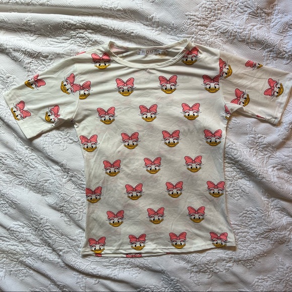 Tops | Daisy Duck Print White Tshirt M | Poshmark